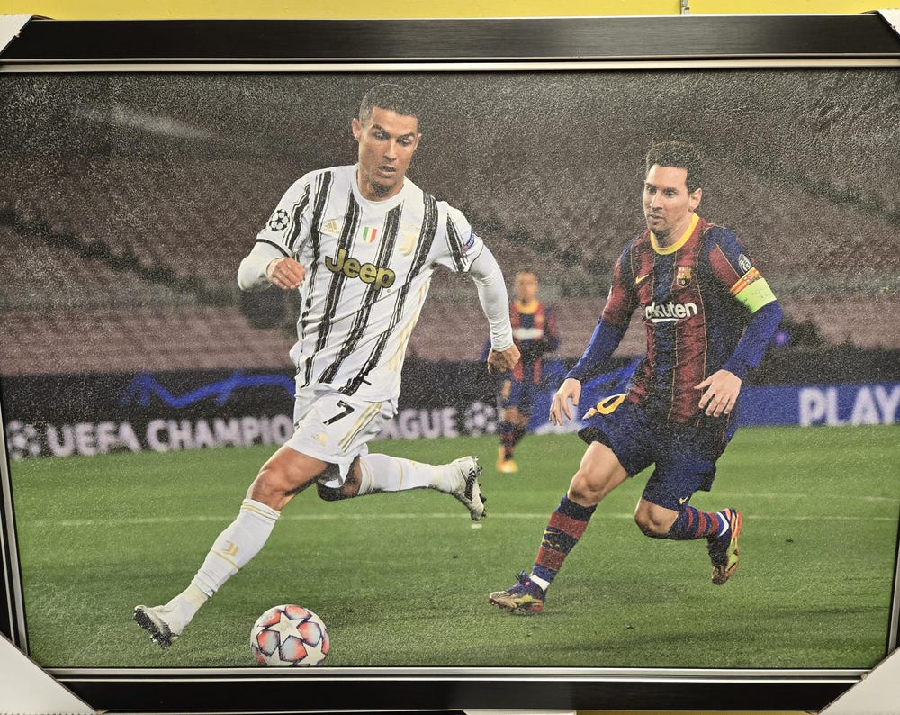 28x40 Ronaldo Messi Football Soccer Textured Fine Art Print – My Store
